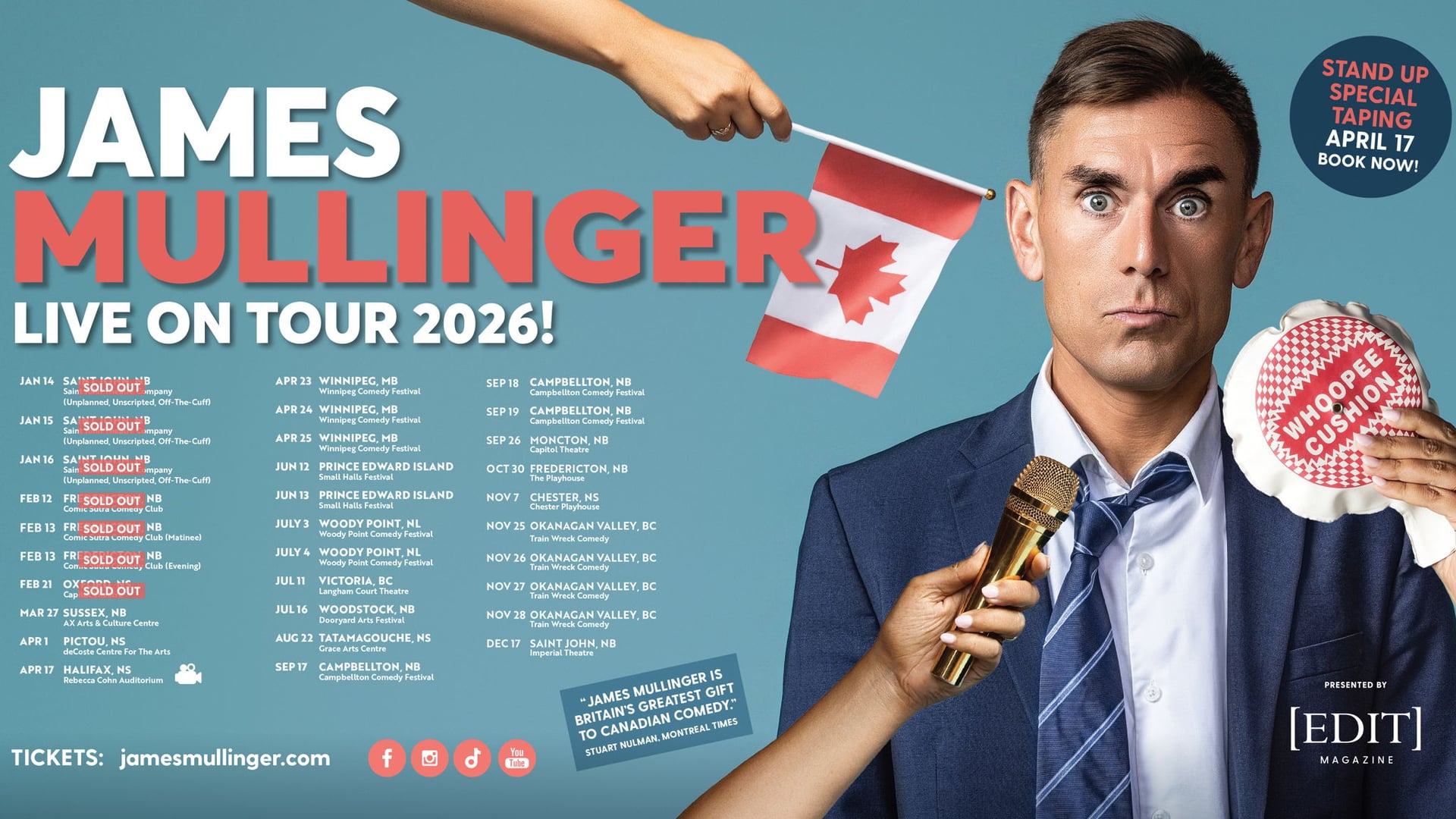 James Mullinger live at the AX Arts & Culture Centre, Sussex, NB